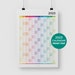 2023 Yearly Calendar Printable, Rainbow, January - December, One Page ...