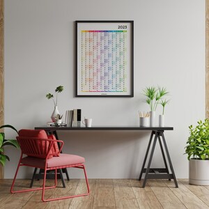 2023 Yearly Calendar Printable, Rainbow, January - December, One Page ...