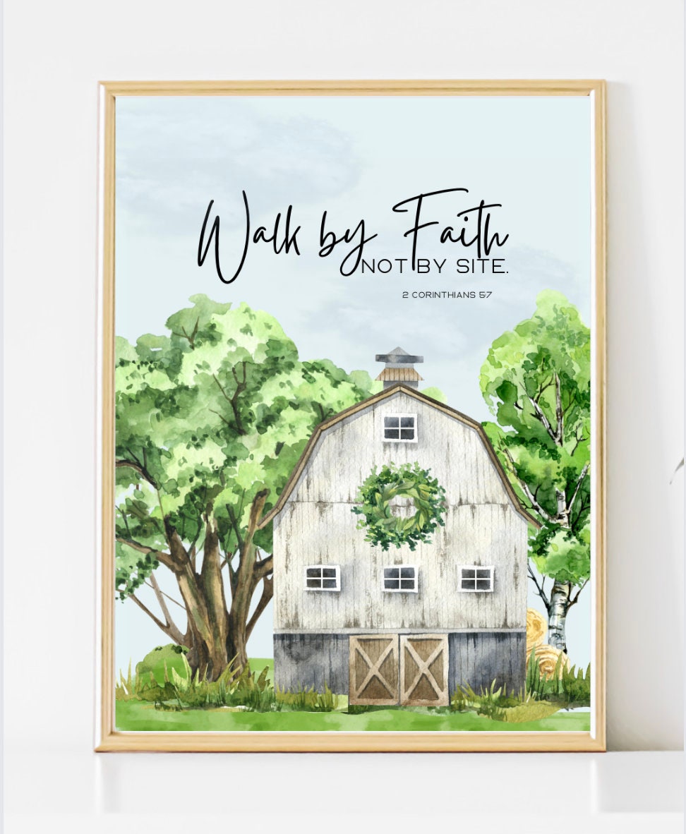 Walk by Faith Bible Verse Print, Christian Hymn Printable Wall Art ...