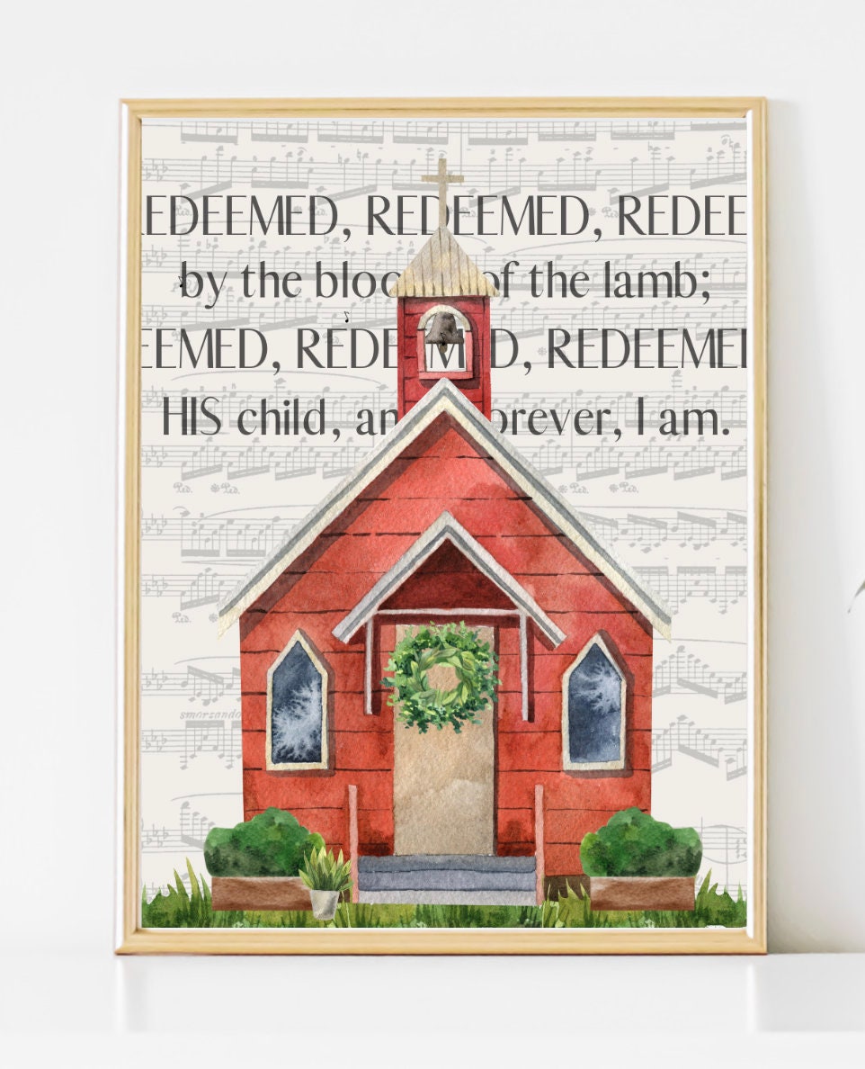 REDEEMED HYMN, Christian Hymn Printable Wall Art, Hymn Print, Christian ...