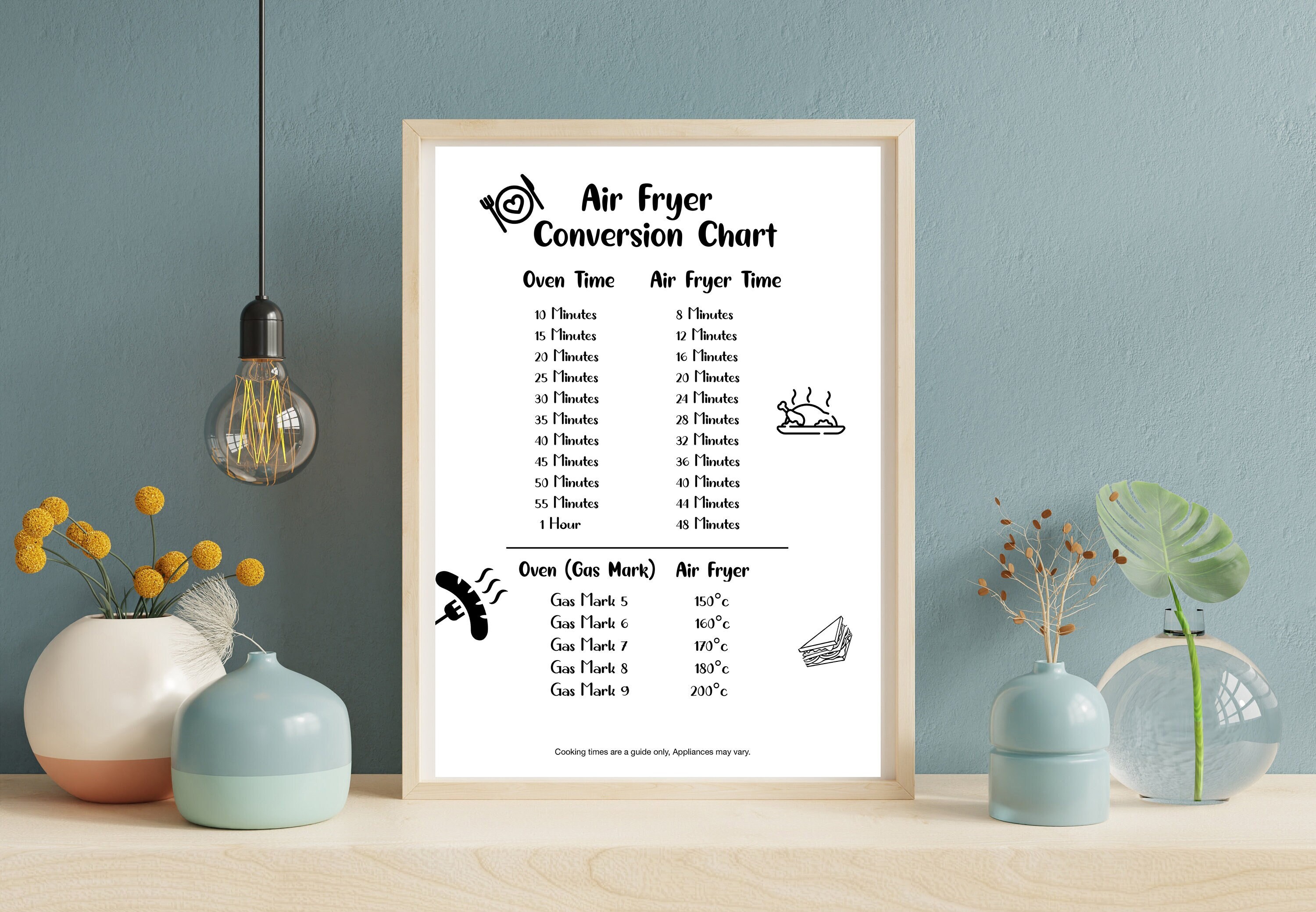 Air Fryer GAS Conversion Chart, Wall Art Digital Download Instant ...