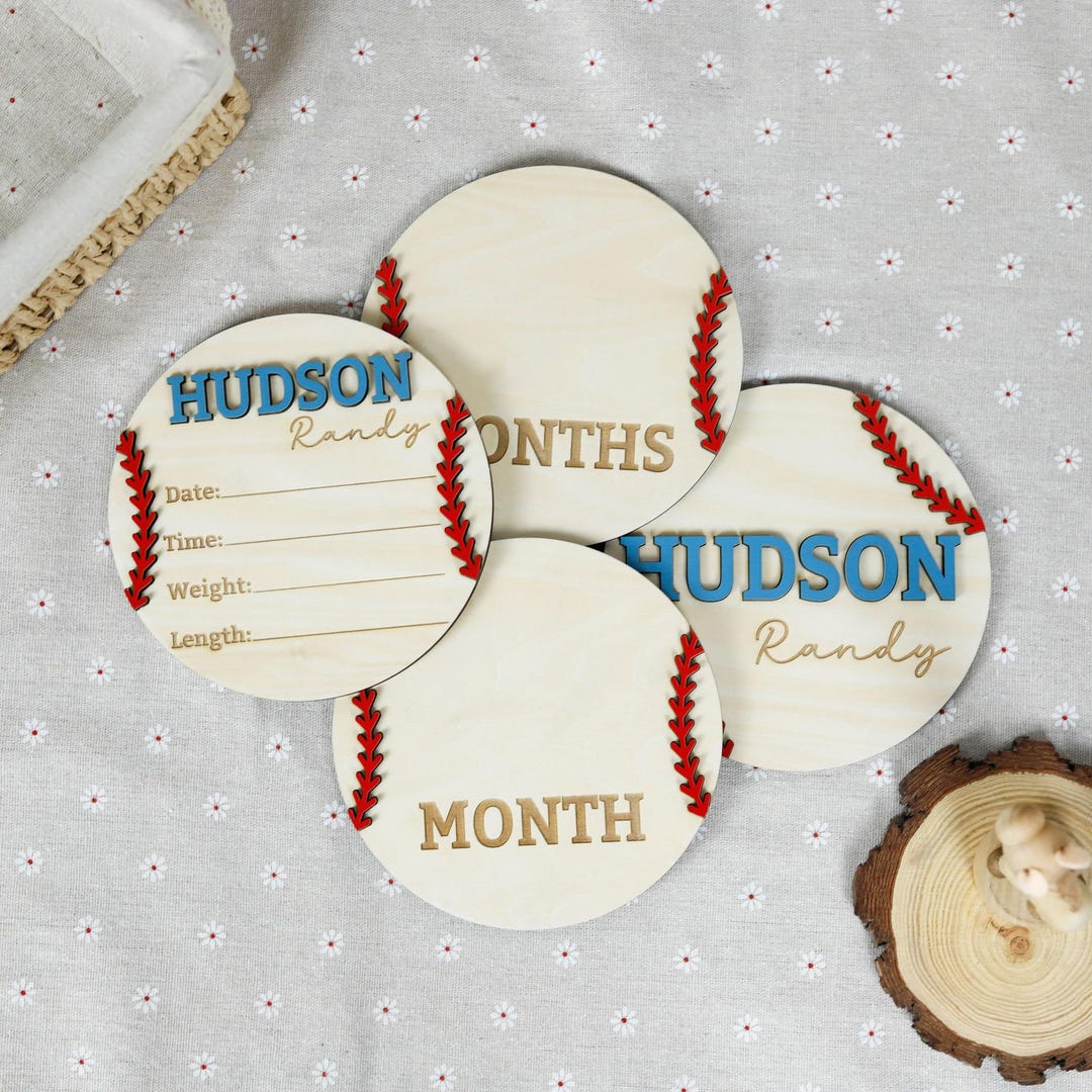 Baseball Baby Announcement Sign, Baseball Birth Stats, Boy Newborn Name ...