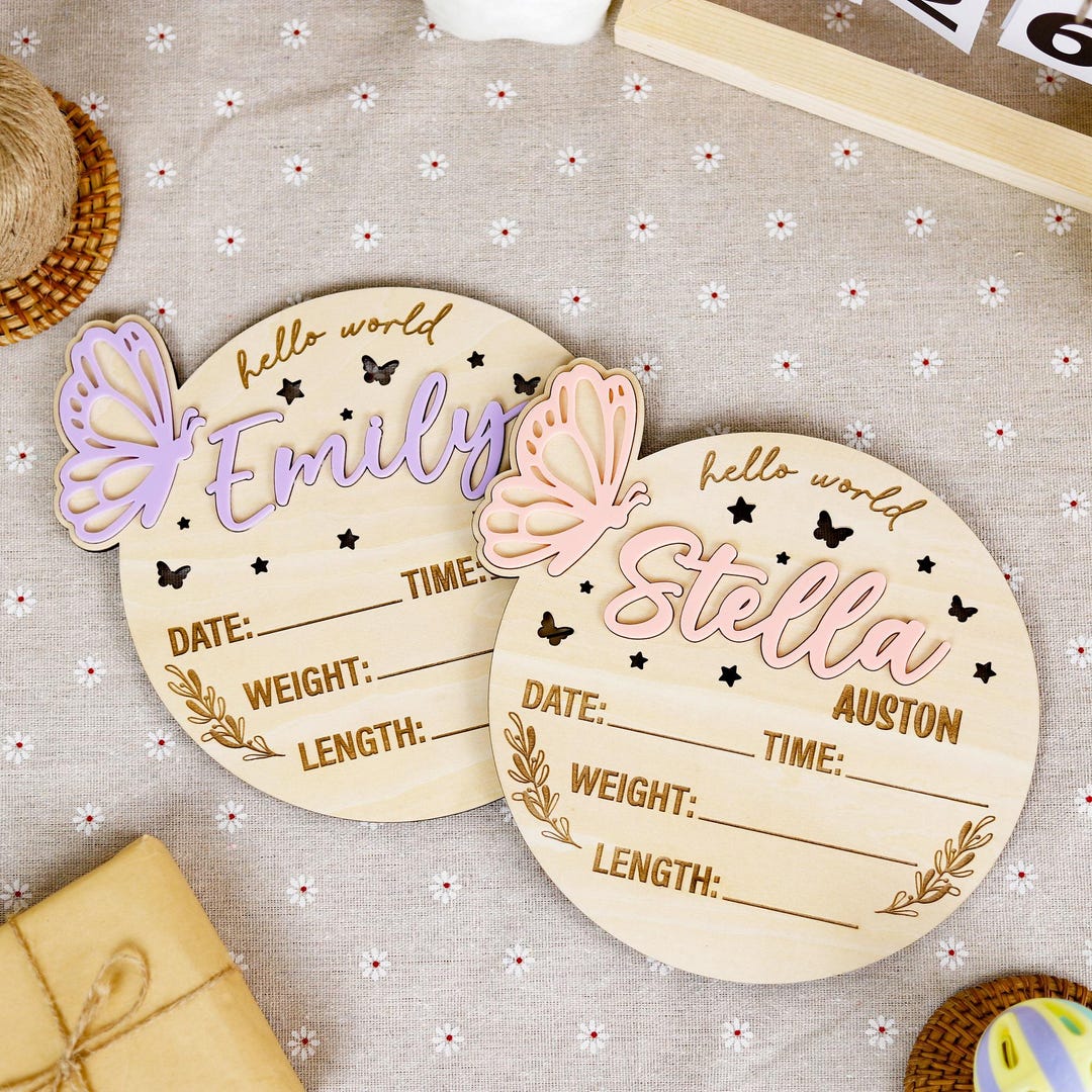 Butterfly Baby Sign, Butterfly Baby Announcement Wood Sign, Hospital ...