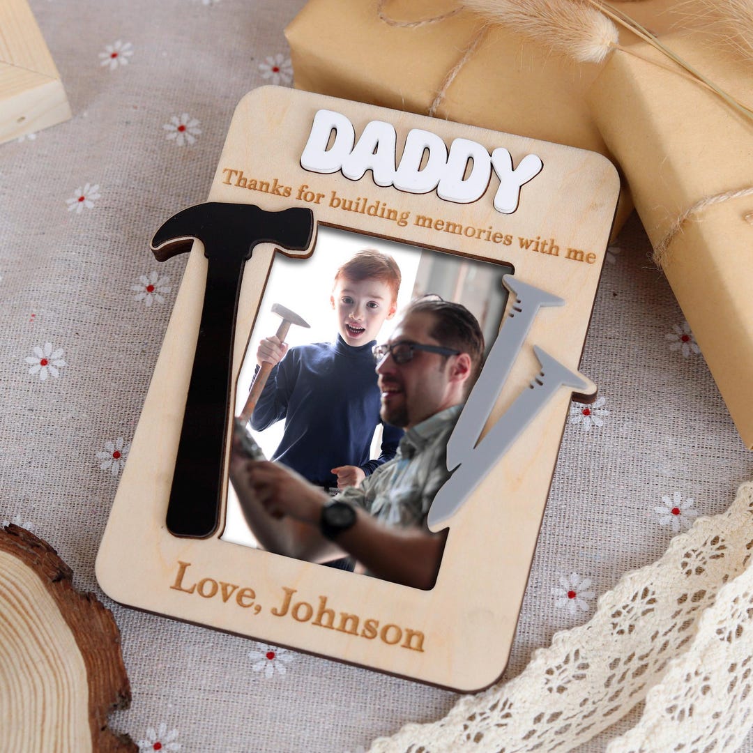 Custom Dad Frame Fridge Magnets, Dad Building Memories Magnets, Fathers ...