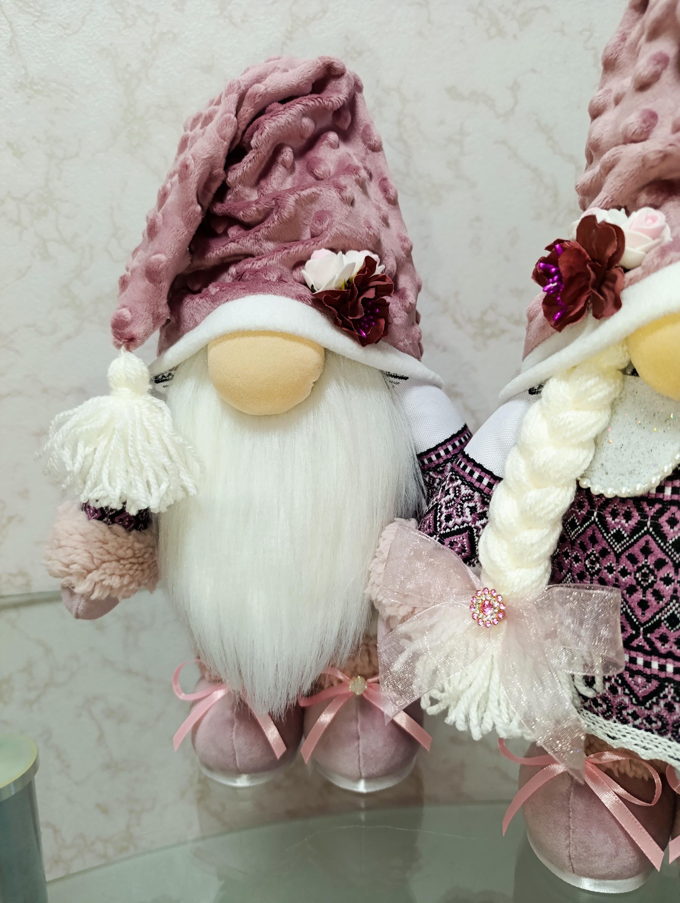 Romantic Gnome Couple, Handmade Scandinavian Gnomes, Pink Plush Gnomes ...