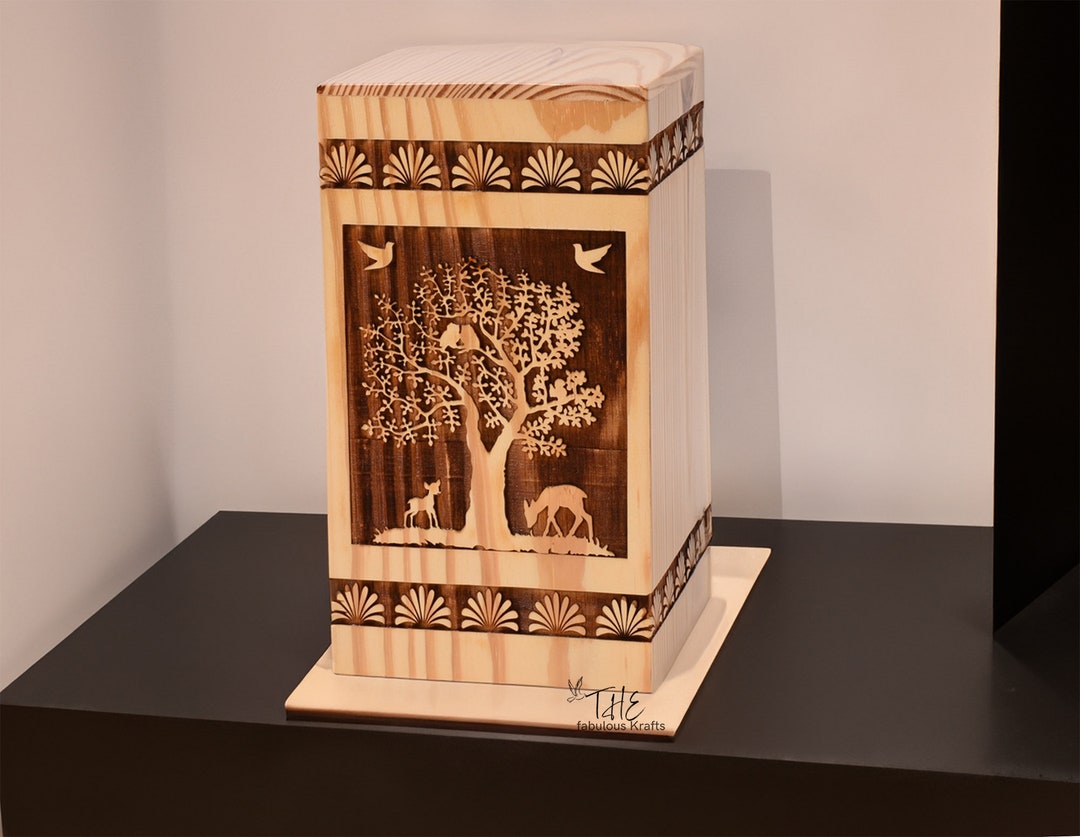 Personalized Pine Wood Urn for Human Ashes Tree of Life Wooden Box ...