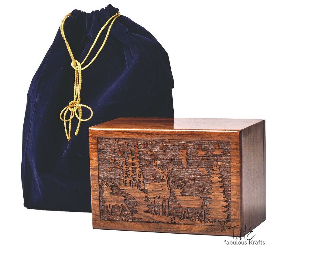 Rosewood Cremation Box for Human Ashes Tree of Life Deer - Etsy