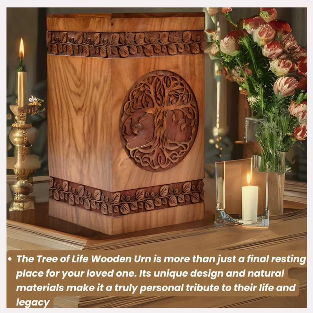Rosewood Urn for Human Ashes Tree of Life Wooden Box Personalized ...
