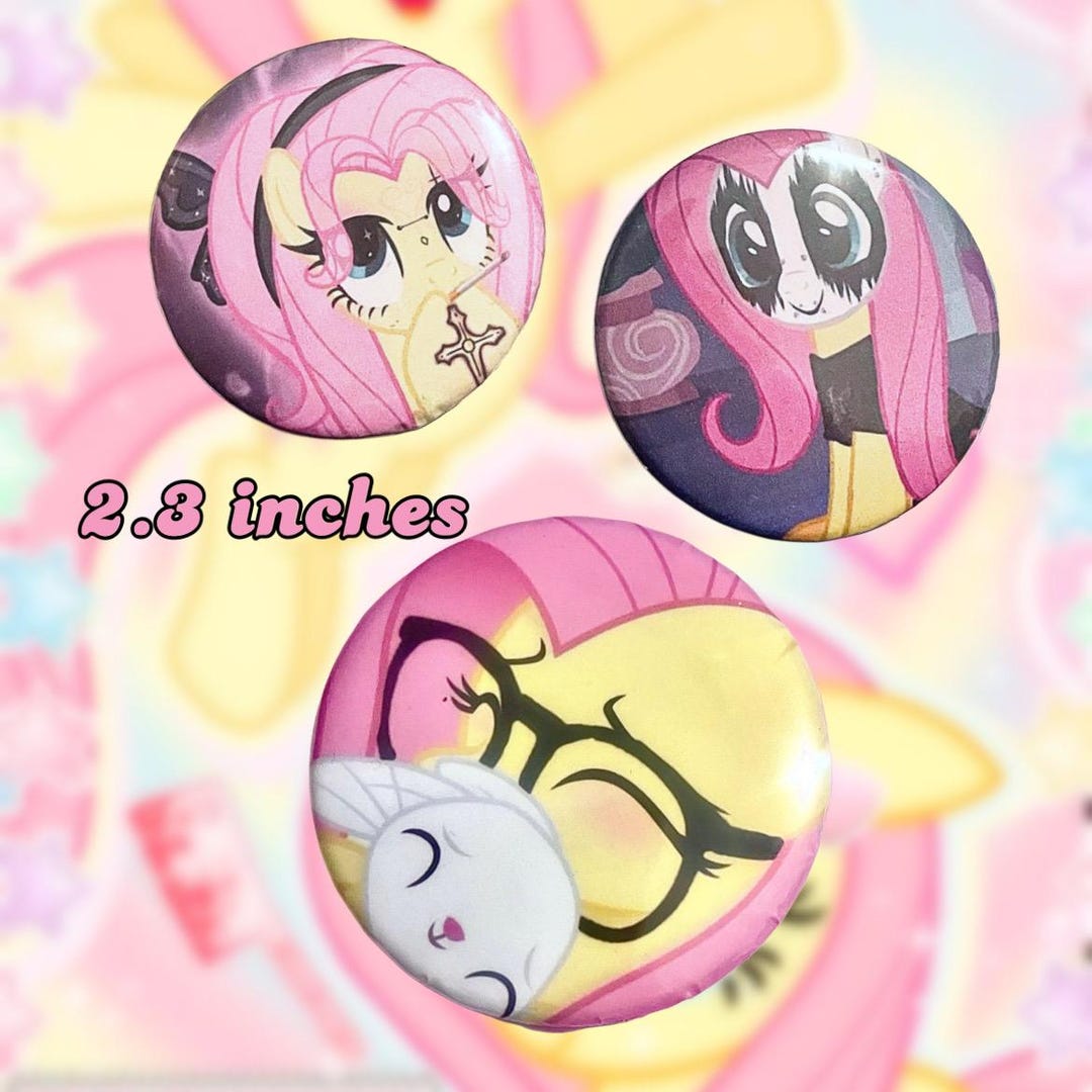 Fluttershy Badge Pins Button Kawaii Cute Mlp My Little Pony Animals Goth Emo Metal - Etsy