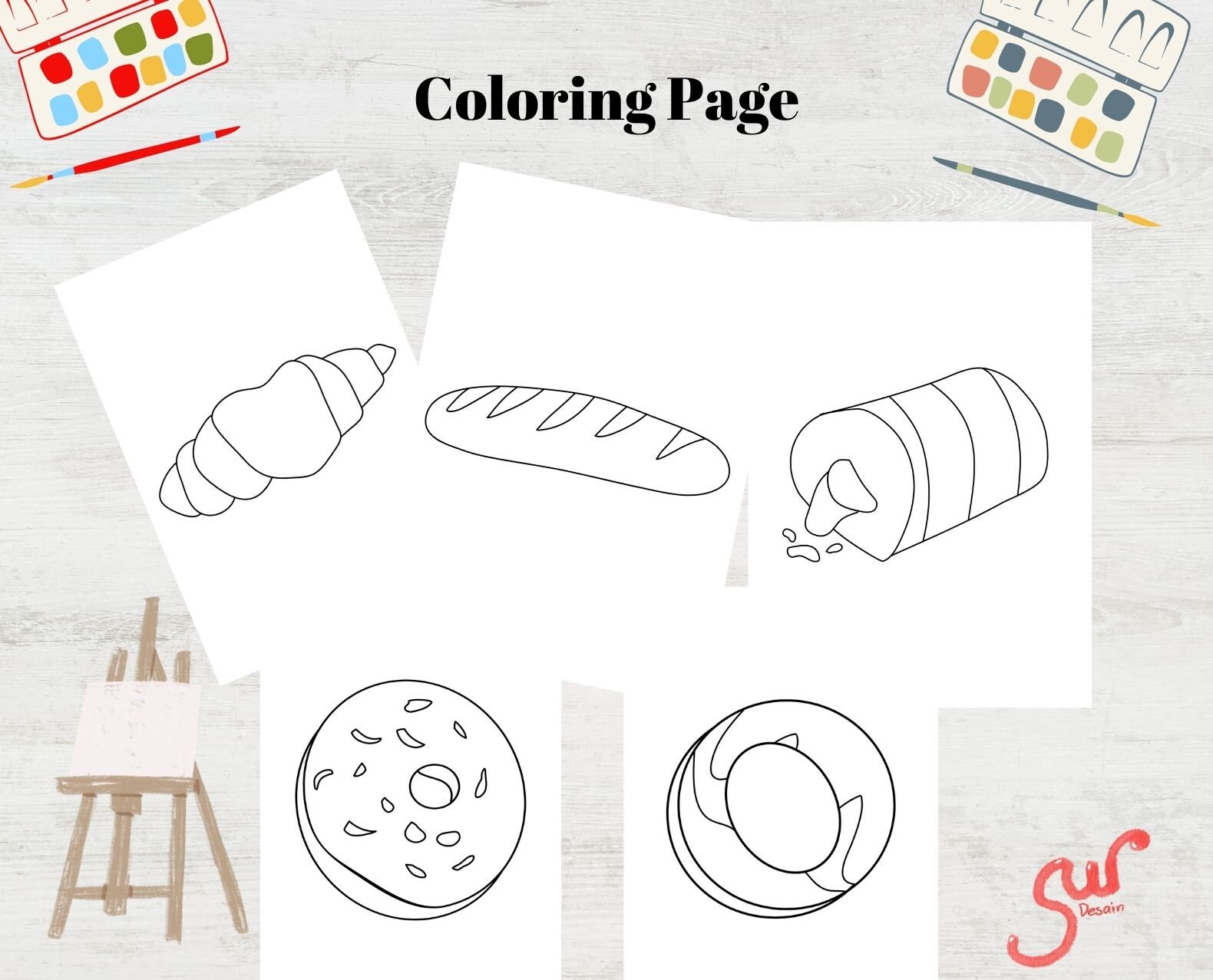 20 Bread Coloring Page for Kids Coloring Page Printable Instant to ...
