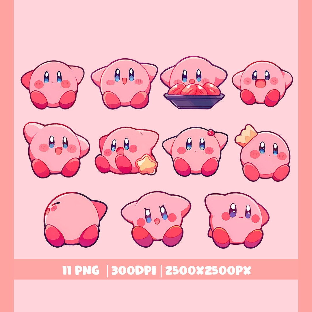 Kawaii Cute Kirby Super Star vector PNG Bundle Clipart set - Etsy España