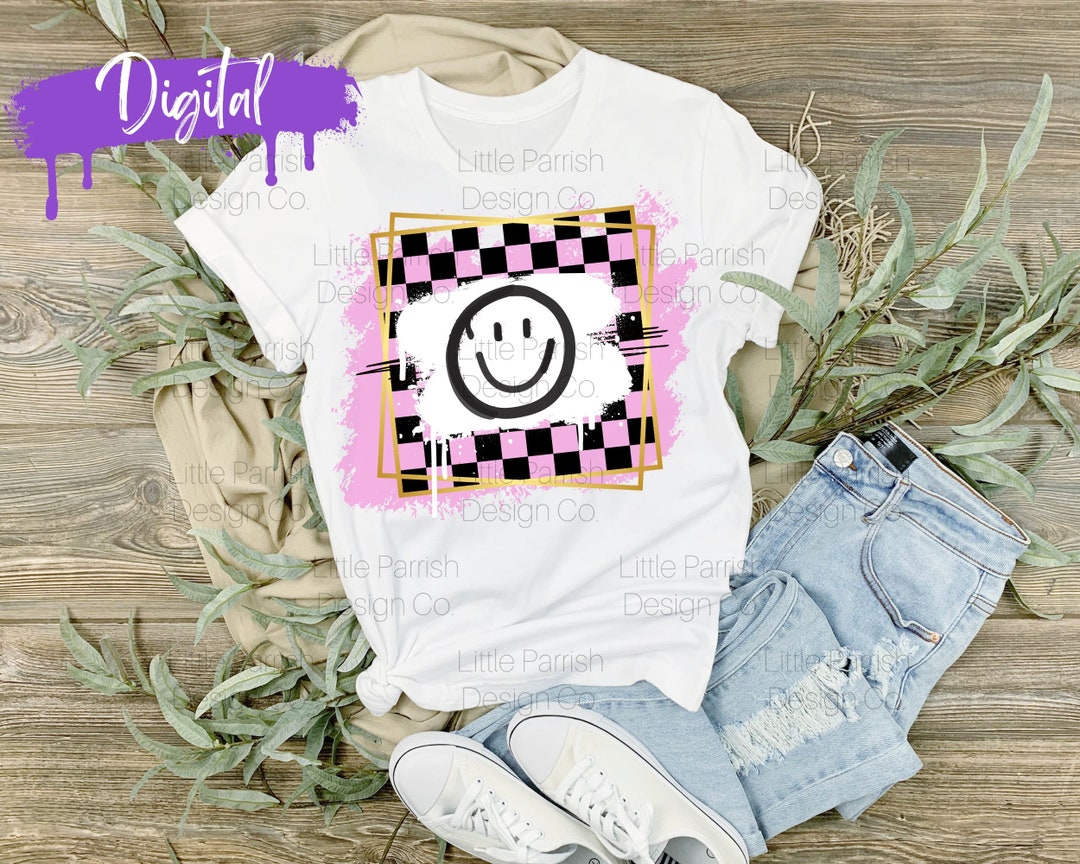 Smiley Face PNG JPG Checker Sublimation Design Checkered - Etsy