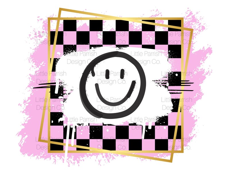 Smiley Face PNG JPG Checker Sublimation Design Checkered - Etsy