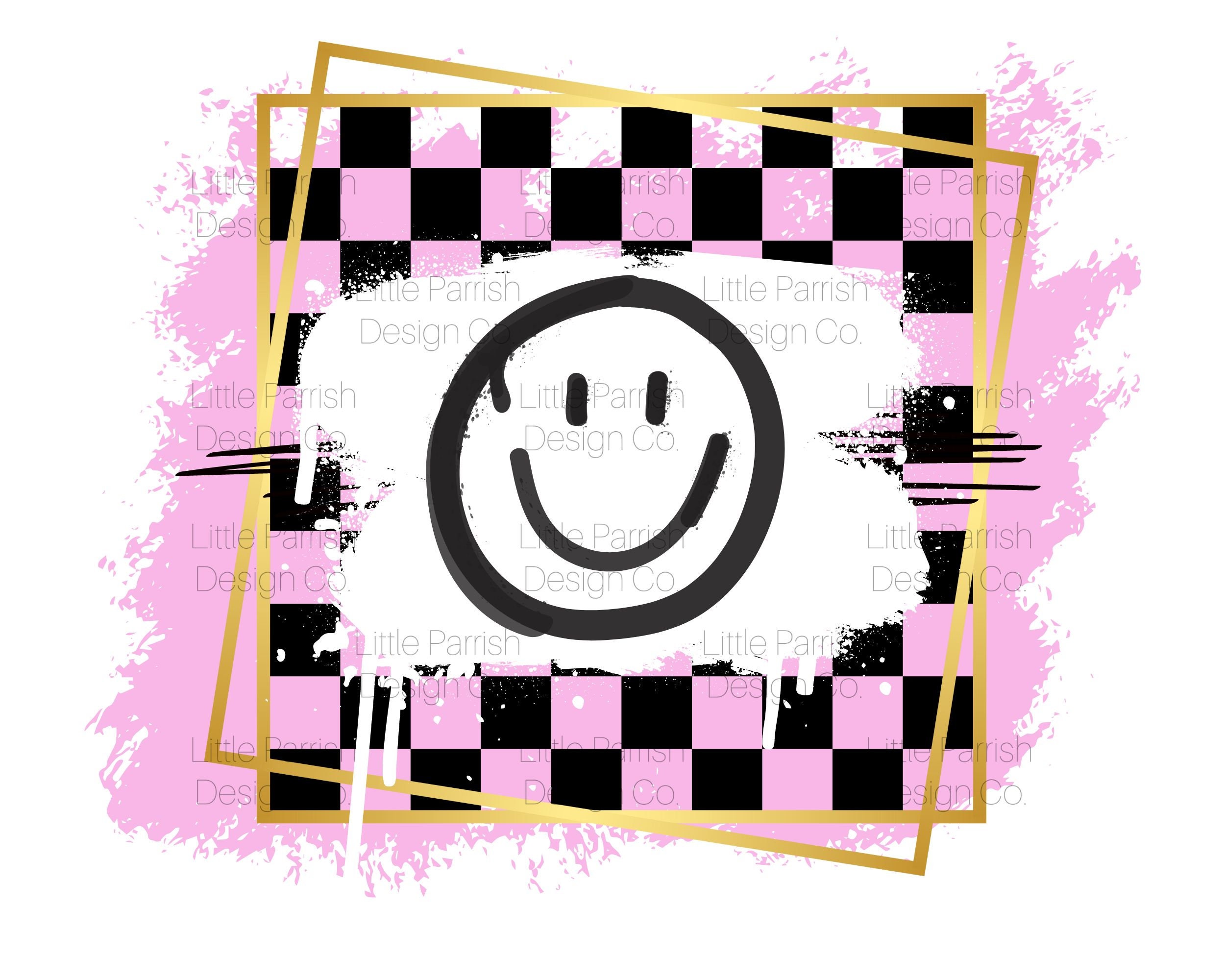 Smiley Face PNG JPG Checker Sublimation Design Checkered - Etsy