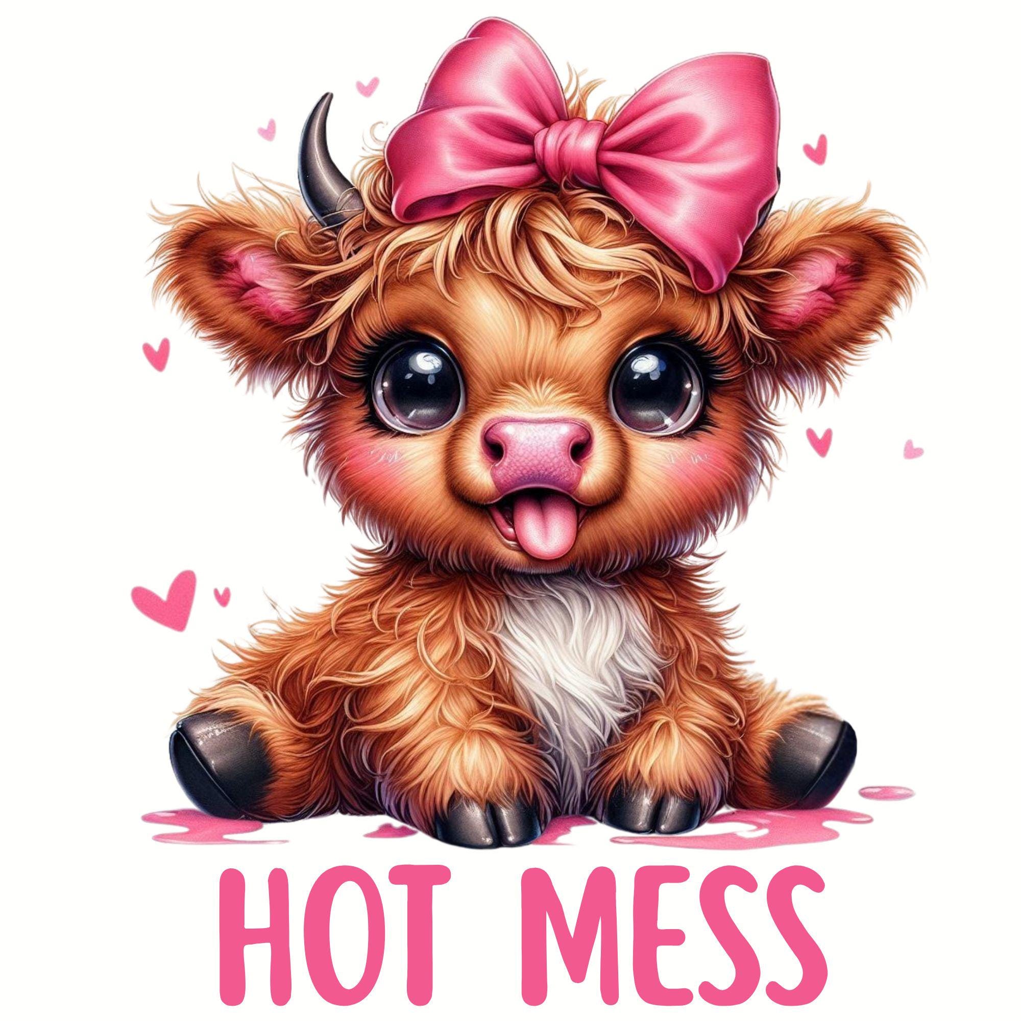 HOT MESS Highland Cow Png Sublimation Design/baby Highland Cow With ...