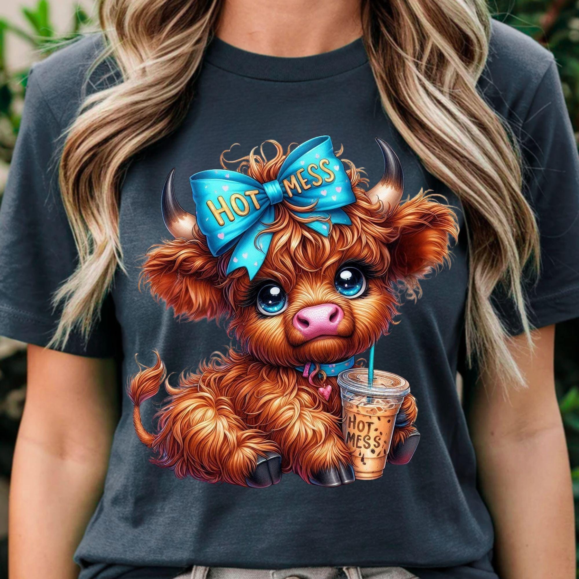 HOT MESS Highland Cow Png Sublimation Design/baby Highland Cow With ...