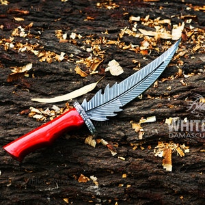 Handmade Feather Style Hunting Knife With Leather Sheath - Ideal Gift ...