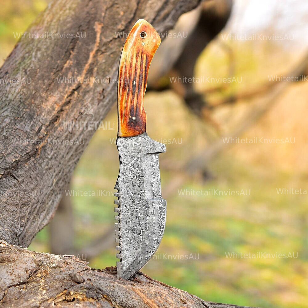DAMASCUS HUNTING KNIFE Custom Tracker Knife Damascus Steel - Etsy