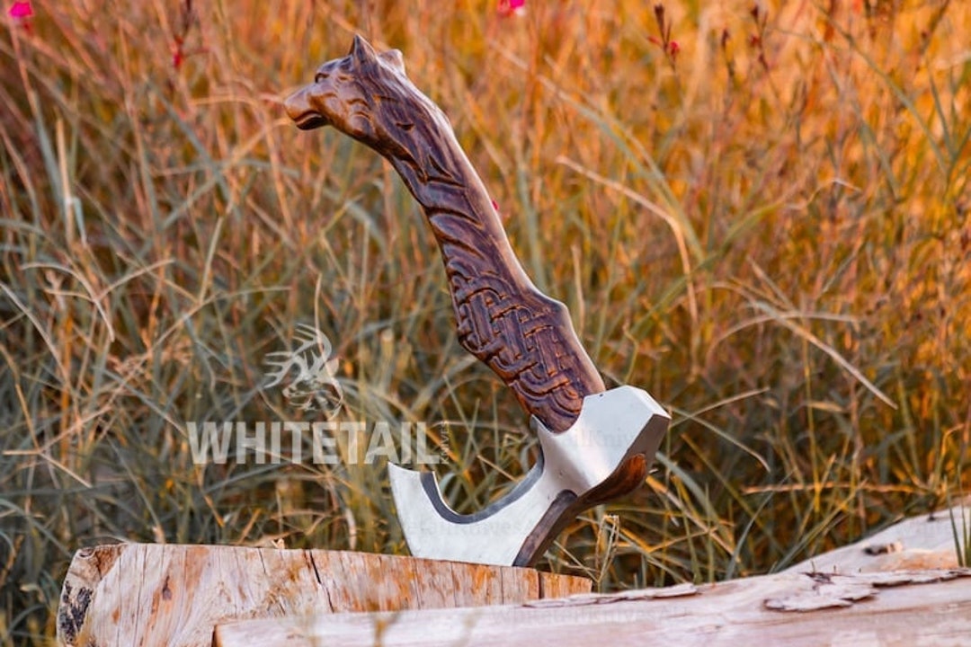 Custom Bear Head Engraved Axe, Bushcraft Axe, Hand Crafted Axe ...