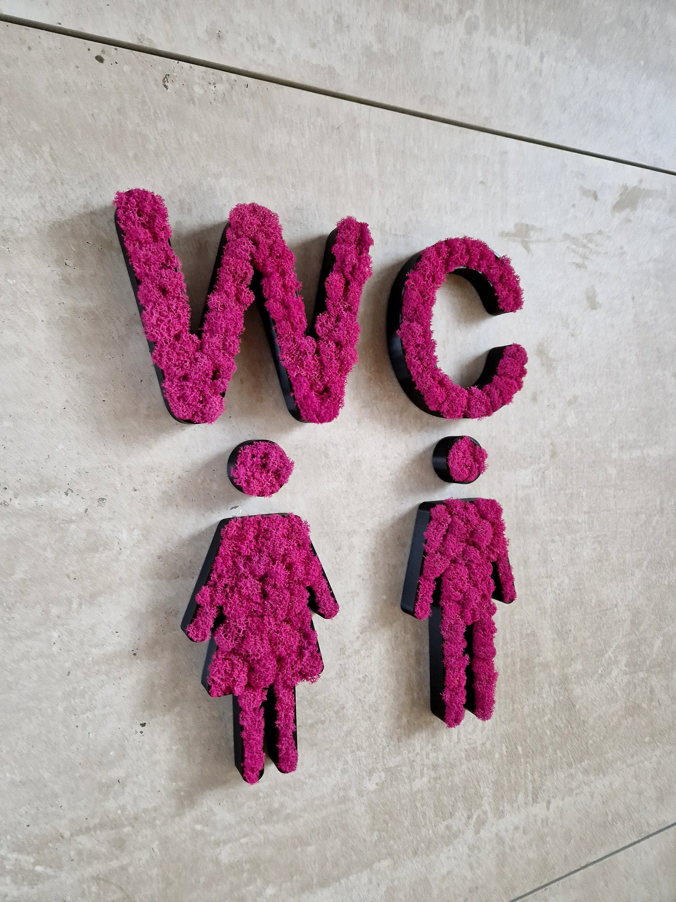 3D Printed Moss Restroom Sign, Modern Pink WC Door Decor - Etsy