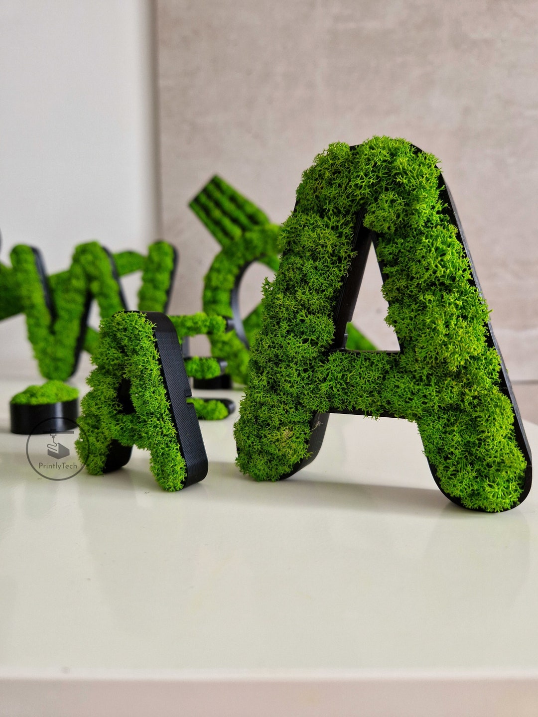 Unique 3D Printed Letters Filled With Moss, Personalised Alphabet Plant ...