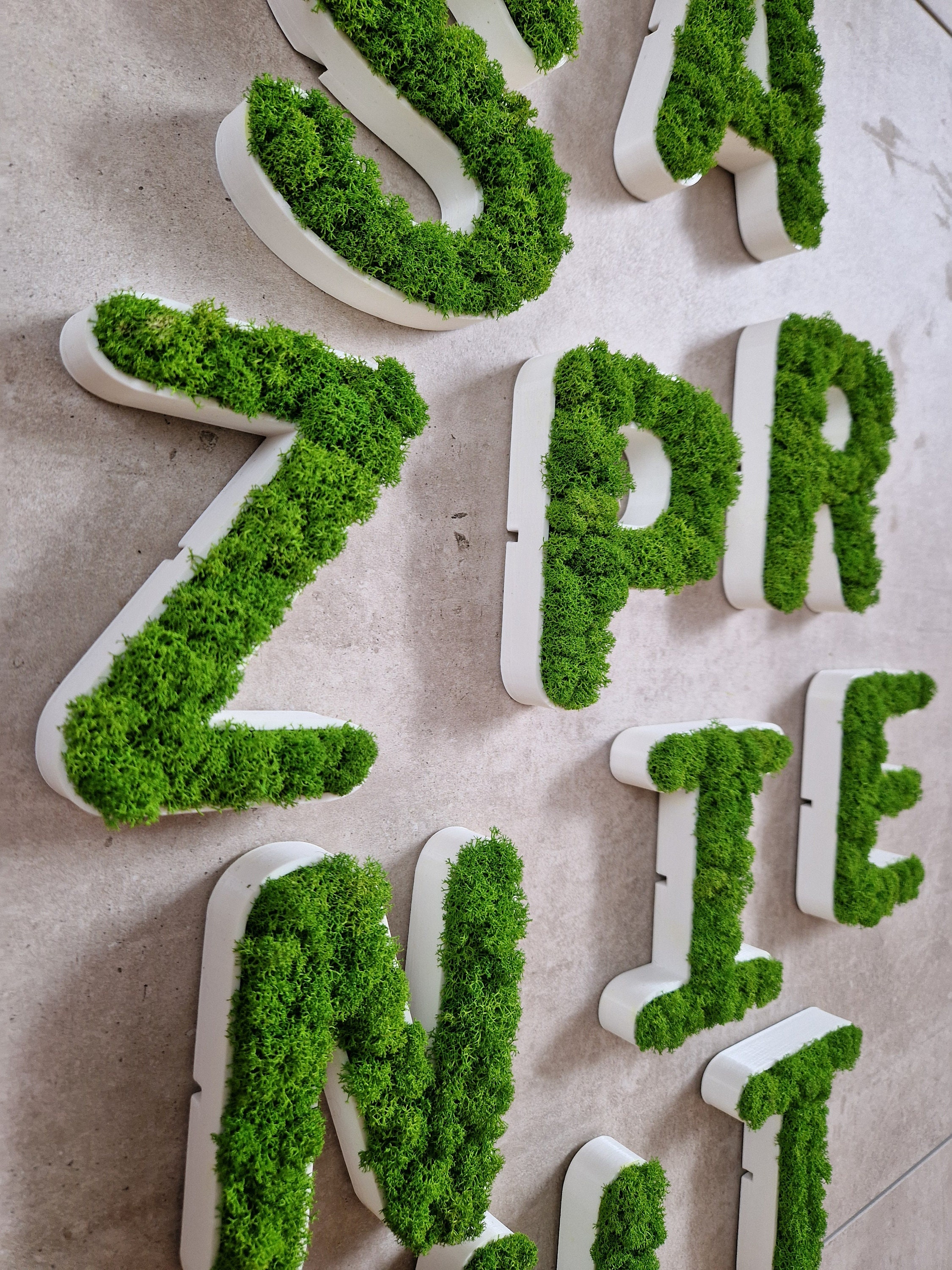 Unique 3D Printed Letters Filled With Moss, Personalised Alphabet Plant ...