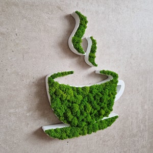 Cup of Coffee Filled With Moss, Coffe Cup Wall Decoration, Coffee Bar ...