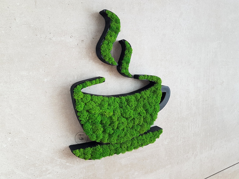 Cup of Coffee Filled With Moss, Coffe Cup Wall Decoration, Coffee Bar ...