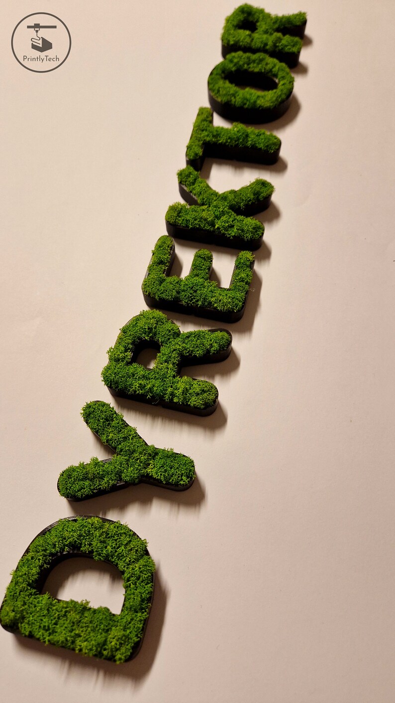 Unique 3D Printed Letters Filled With Moss Personalised - Etsy