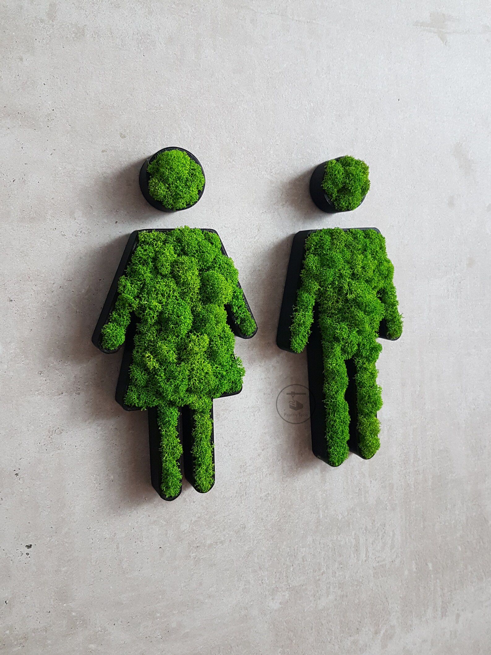 Modern 3D Printed Restaurant Toilet Door Sign, Moss Restroom Sign ...