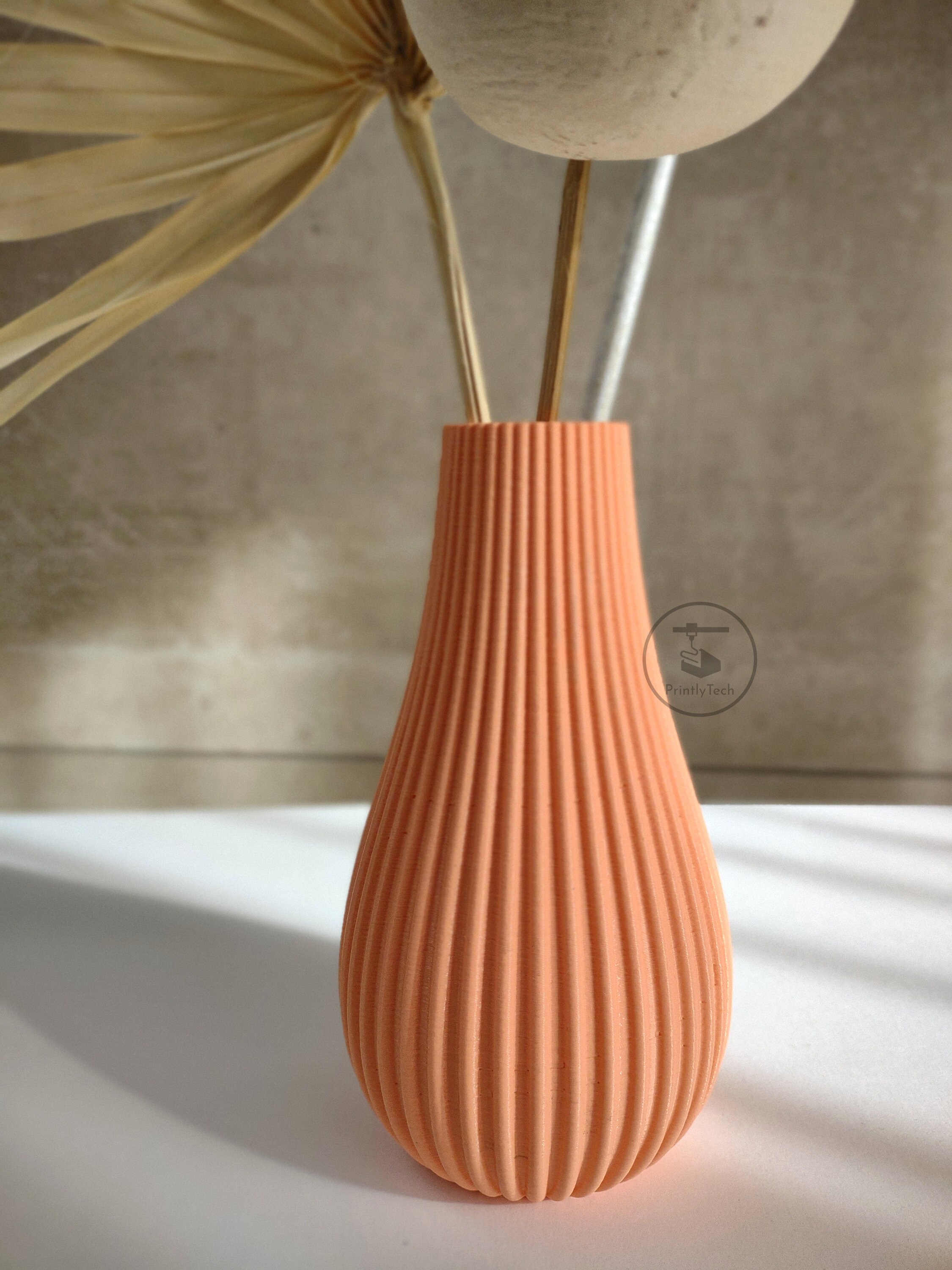 Fluted Vase for Modern House, Vase for Dried Flowers, Textured Ridged ...
