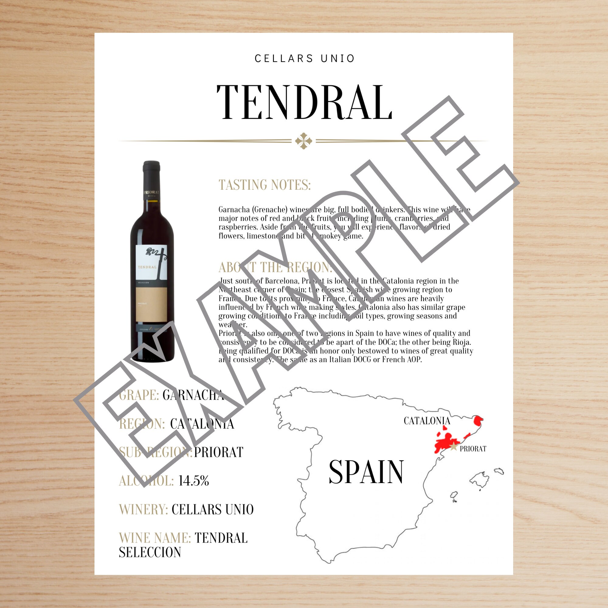 Customized Wine Tech Sheets - Etsy