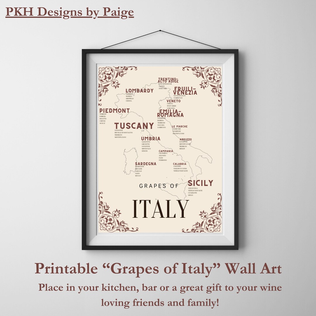 Printable Grapes of Italy Art 8.5x11, 11x17, and More! - Etsy