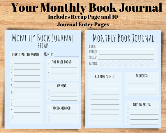 Monthly Book Journal - Etsy