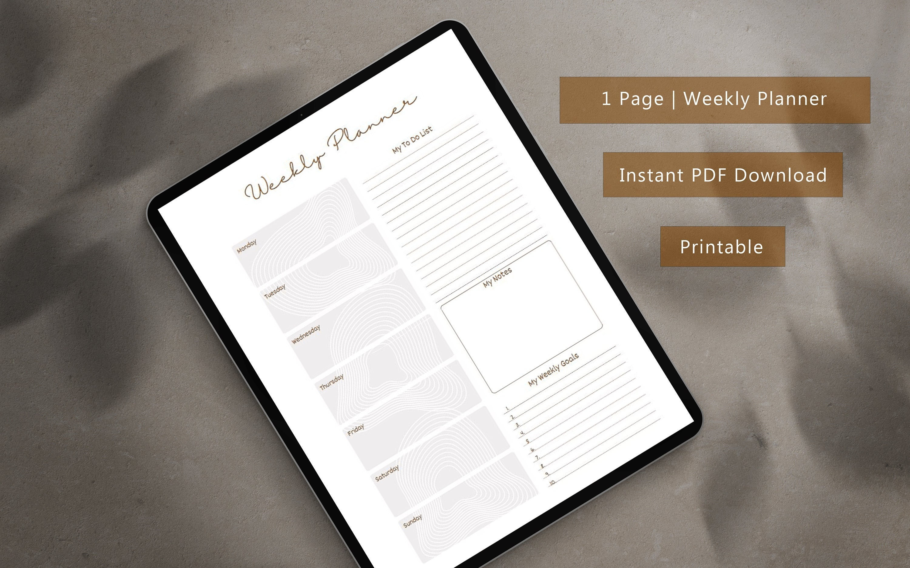 Weekly Planner | Digital Planner | Printable Template | Minimal ...