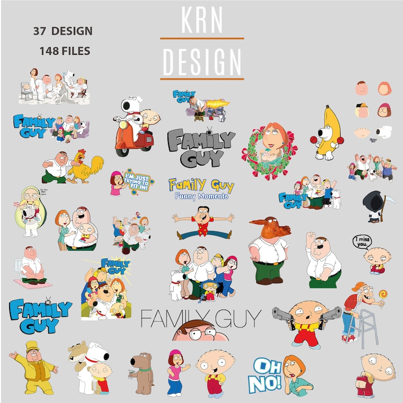 Family Guy Cartoon SVG-PNG-PDF Saved Files-layered Files for Cricut - Etsy