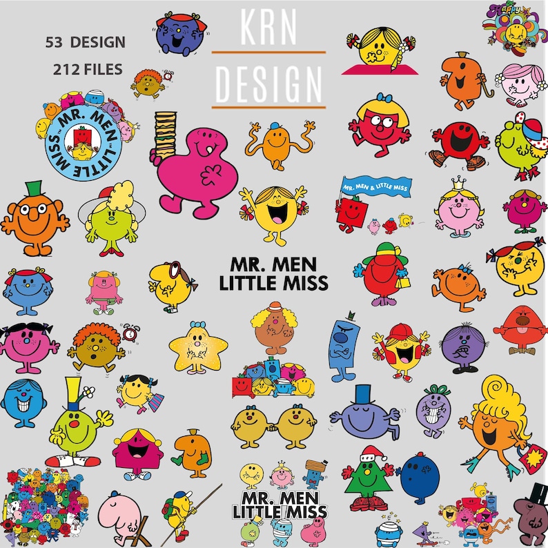 Mr. Men Little Miss SVG-PNG-PDF Layered Files for Cricut - Etsy
