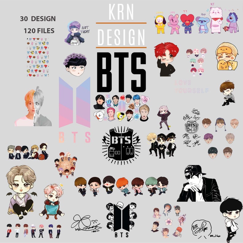 Bts K-pop Music Group Package -PNG-PDF-SVG Files for Cricut - Etsy