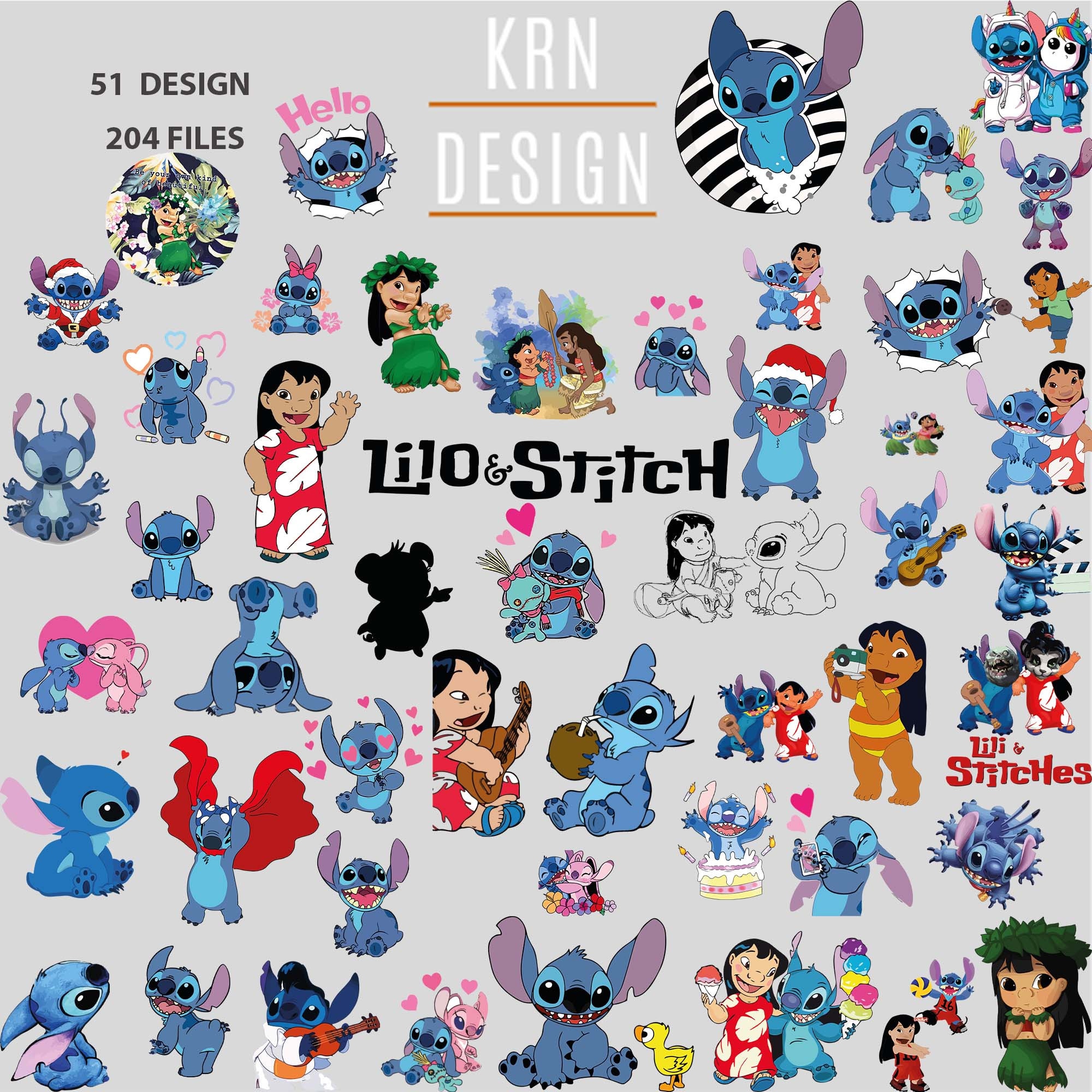 Lilo and Stitch SVG-PNG-PDF Layered Files for Cricut Package Cartoon ...