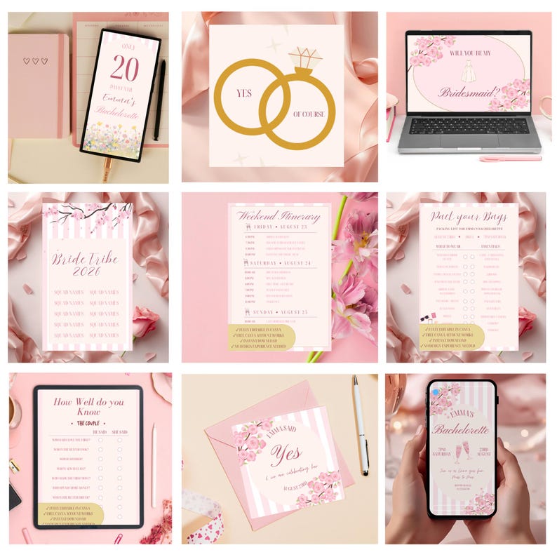 Bachelorette Party Template Bundle Canva | Editable Itinerary ...