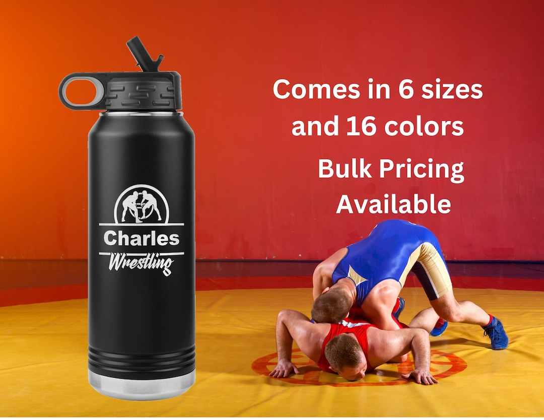 Personalized Wrestling Water Bottle, Wrestling Coach Tumbler, Wrestling ...