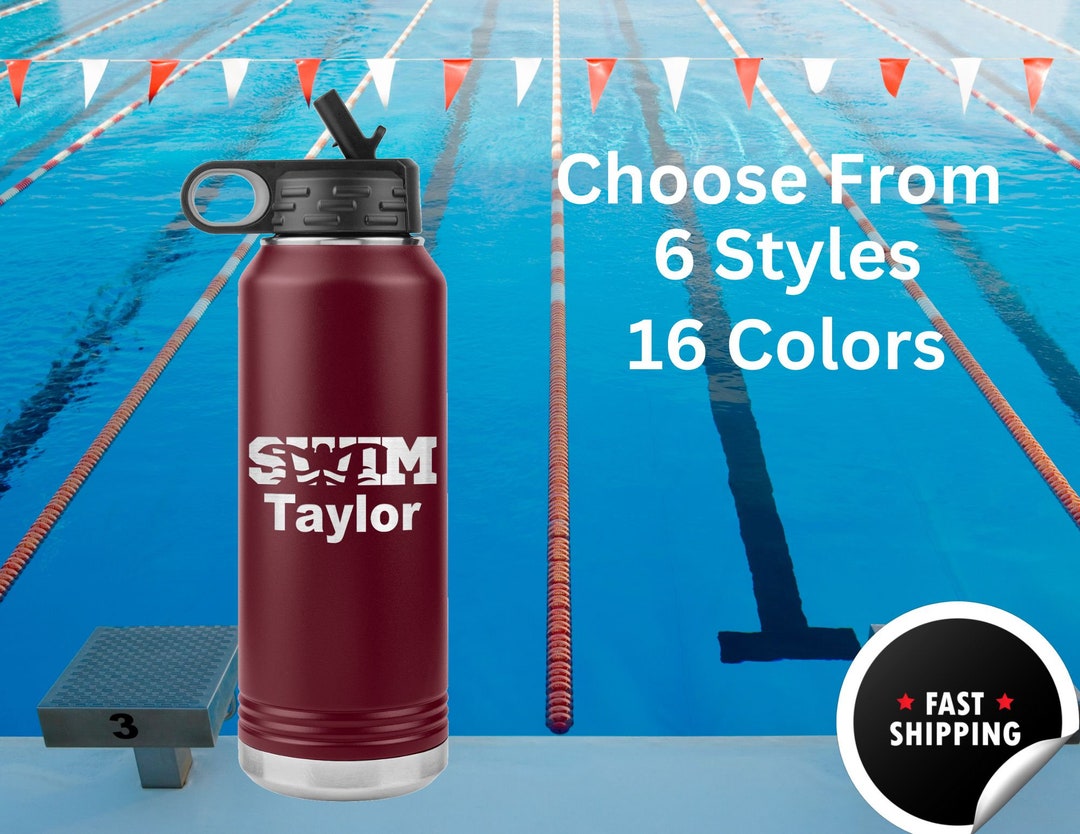 Personalized Swim Team Water Bottle, Swim Coach Water Bottle With Name ...