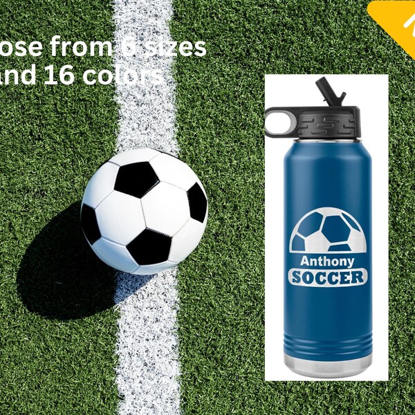 Soccer Water Bottle - Etsy