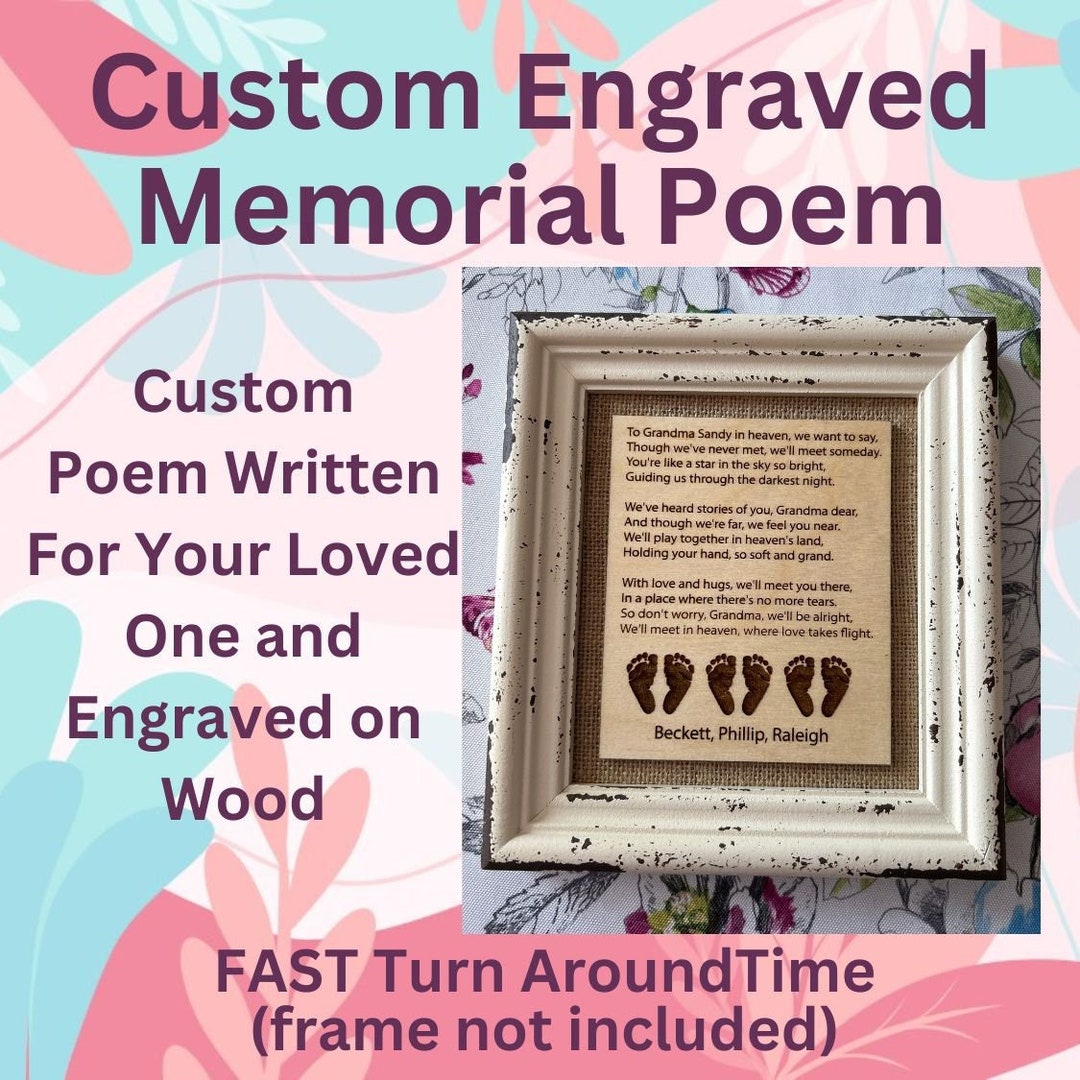 Custom Mom Memorial Poem, Wood Engraved Mom Memorial, Wood Custom Poem ...