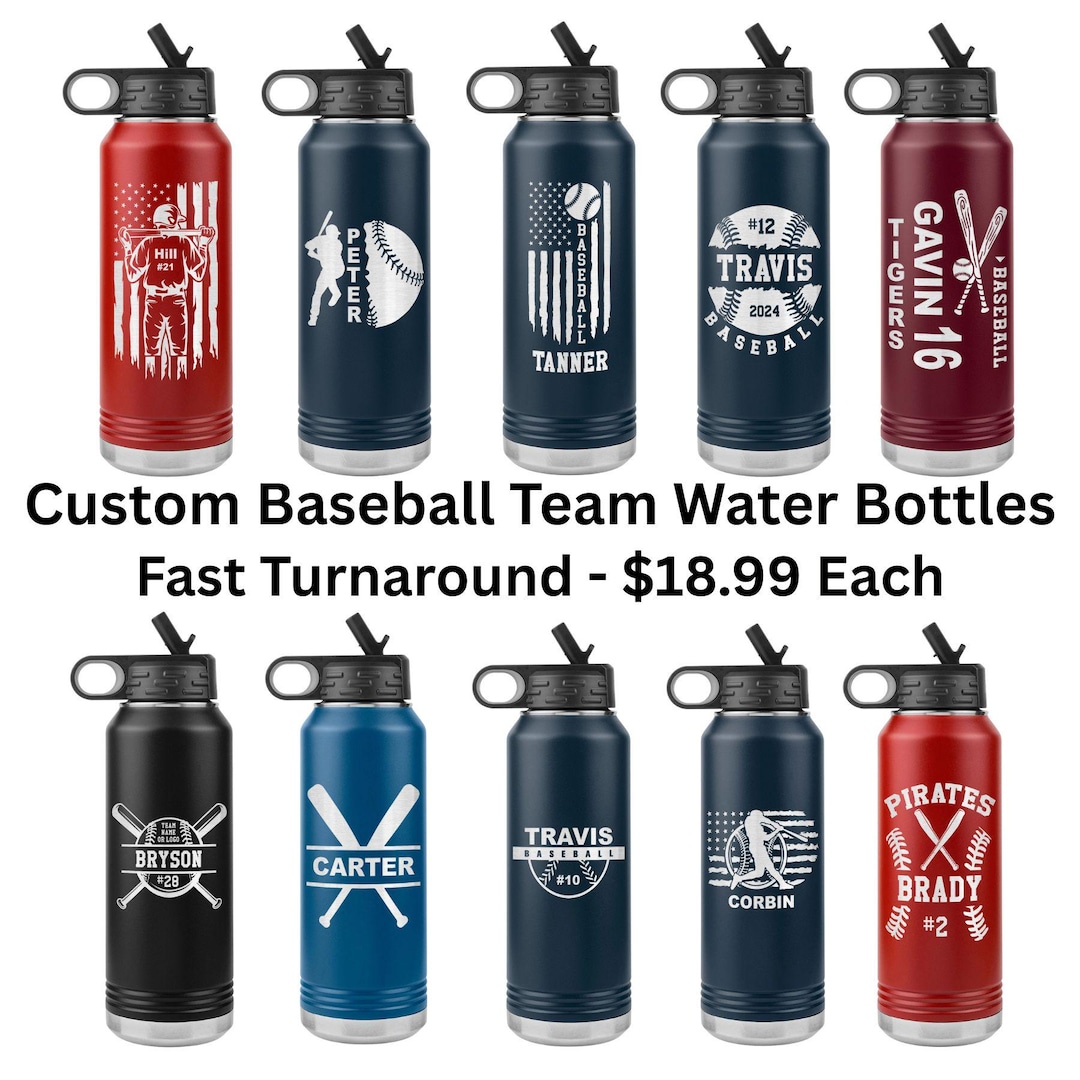 Personalized Baseball Water Bottle, Baseball Player Water Bottle ...