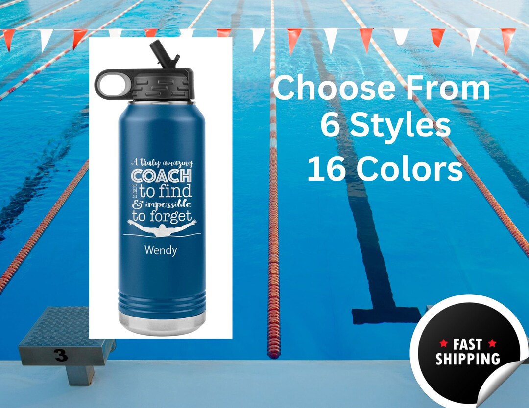Personalized Swim Team Water Bottle, Swim Coach Water Bottle With Name ...