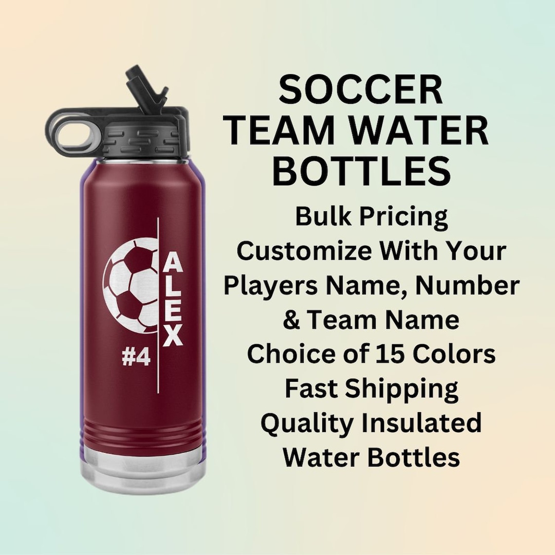 Soccer Water Bottle Personalized, Soccer Team Water Bottle Gift, Soccer ...