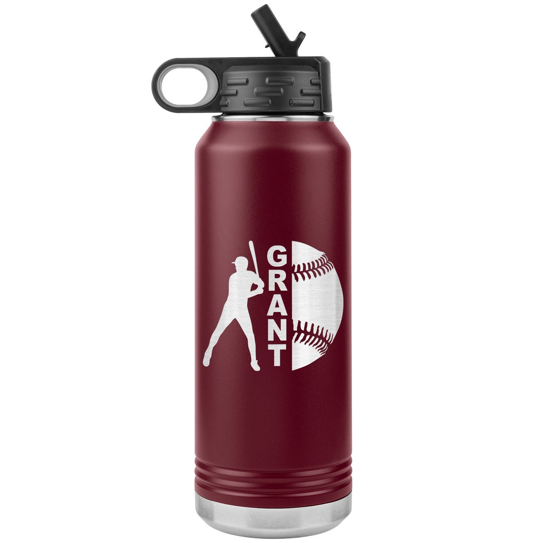 Personalized Baseball Water Bottle, Baseball Player Water Bottle ...