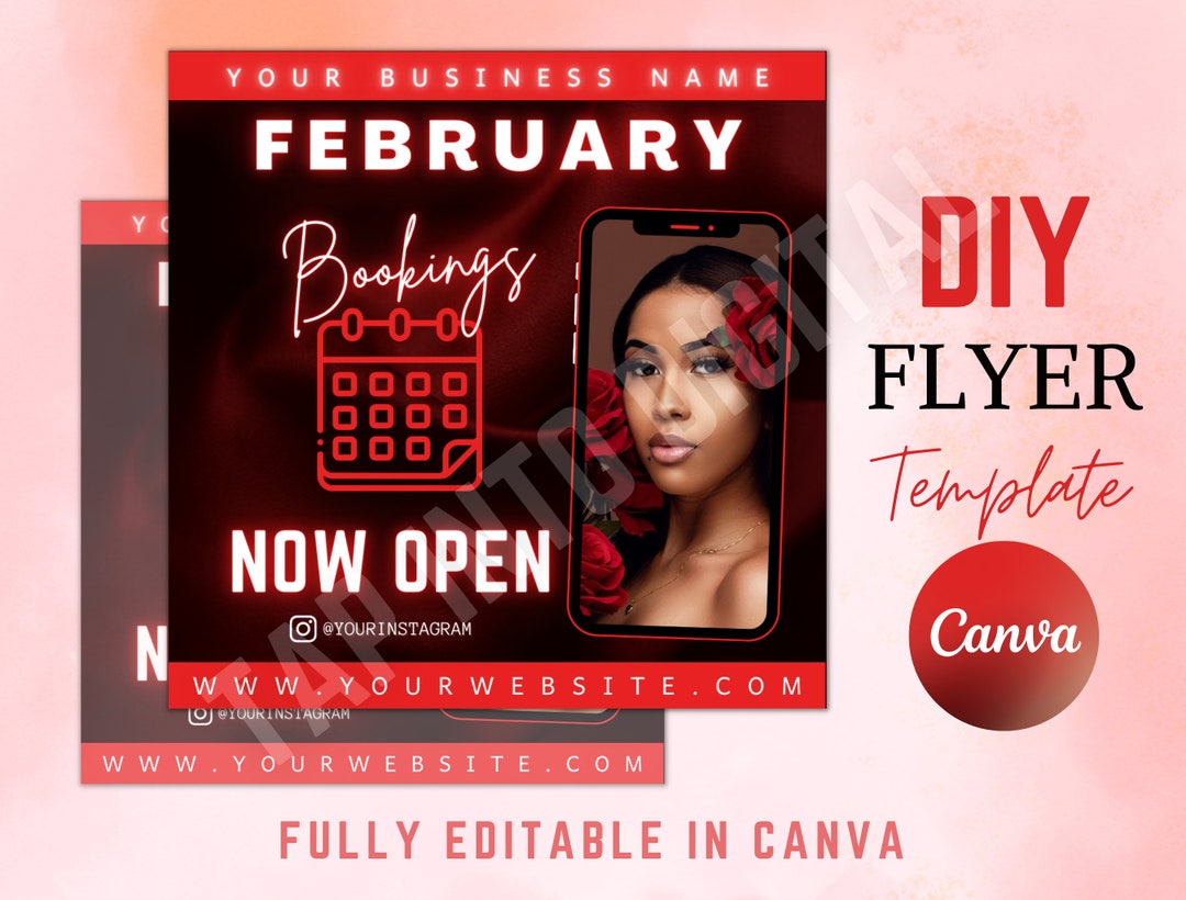 Custom February Bookings Now Open Flyer, Appointments Available Flyers ...