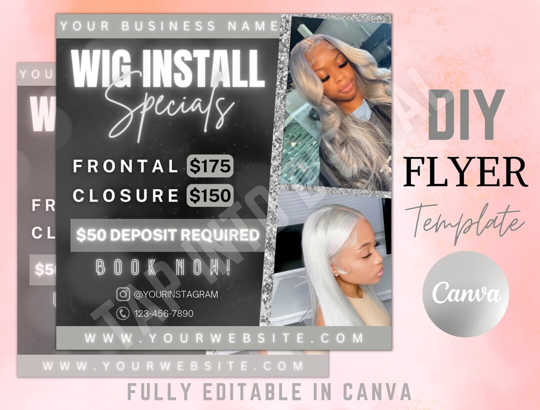 Wig Install Specials Flyer, Appointments Available, Hair Price List ...